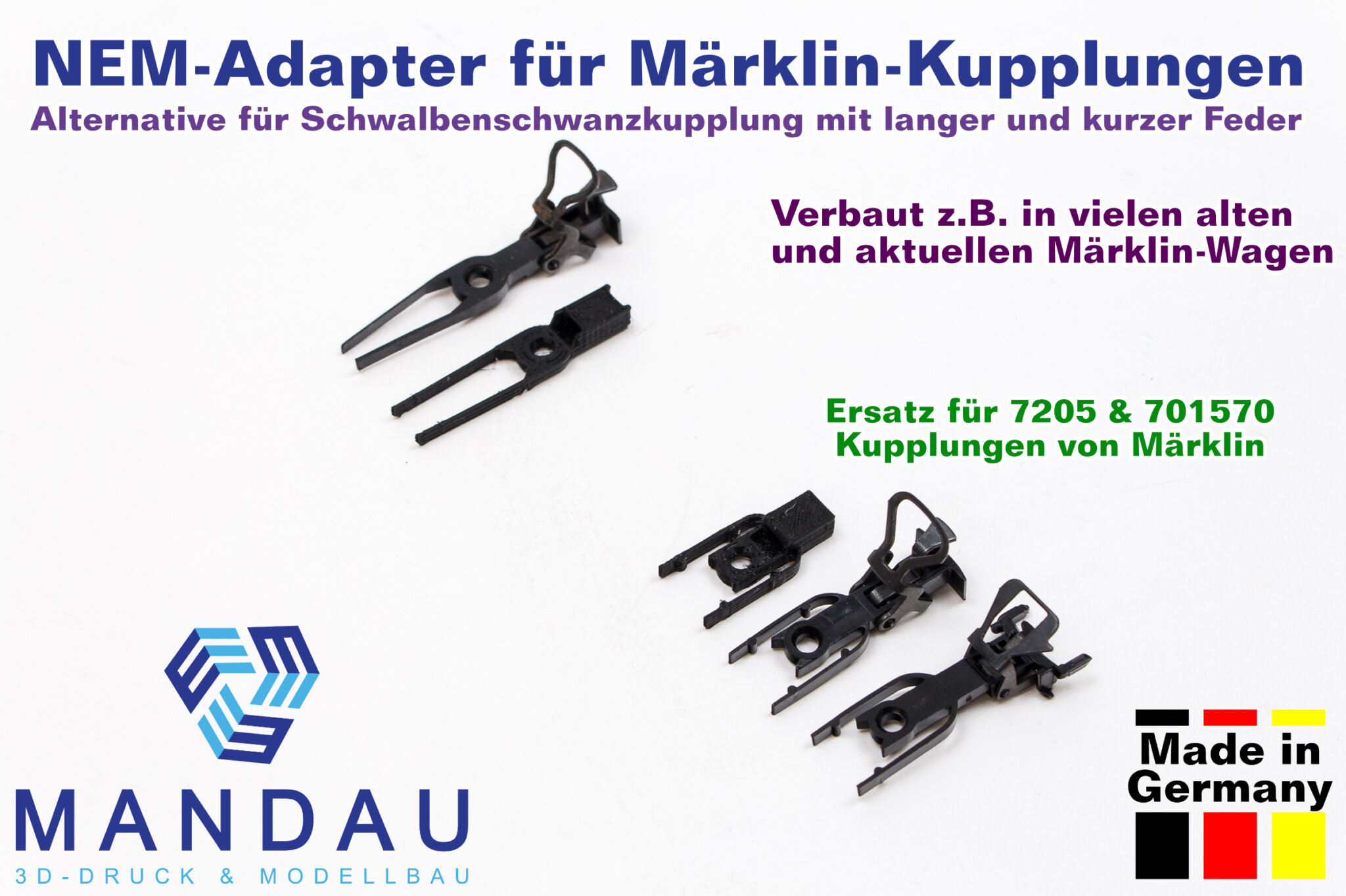10x Märklin Kurzkupplung Adapter Mandau3D